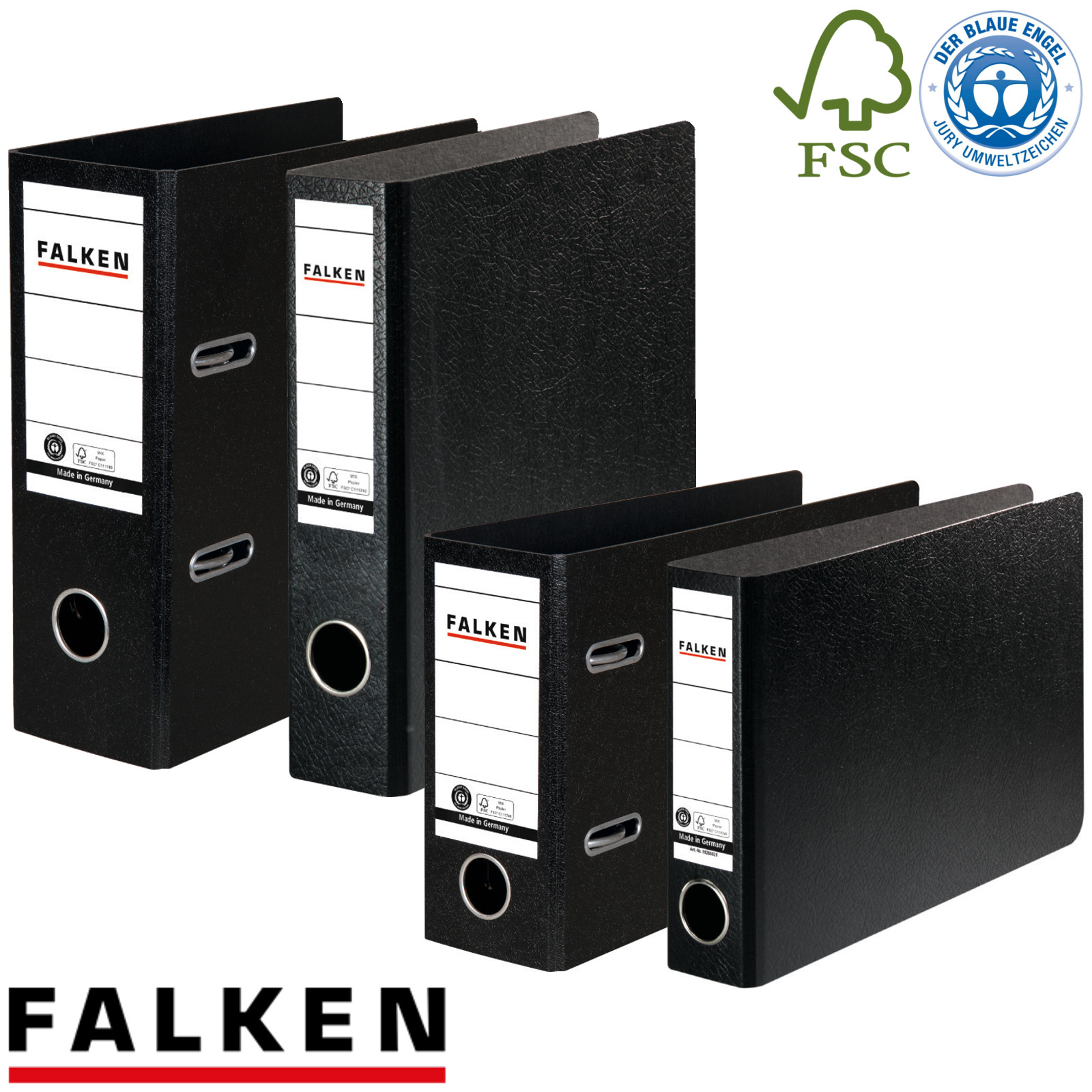 FALKEN Ordner DIN A5 quer hoch breit schmal 8 cm 5 cm schwarz Hartpappe ...