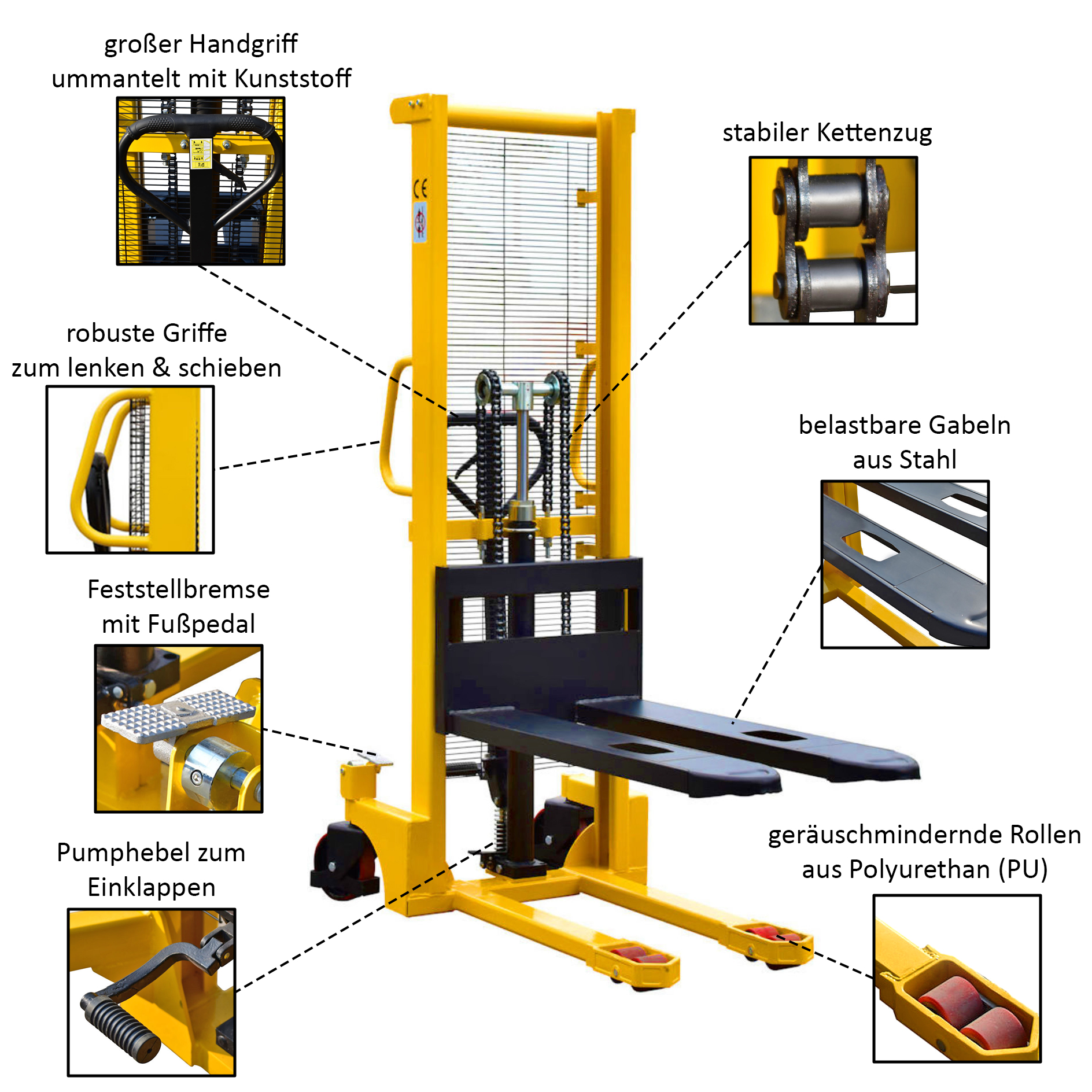 MIDORI Hochhubwagen Handstapler Hydraulik Deichselstapler Stapler ...